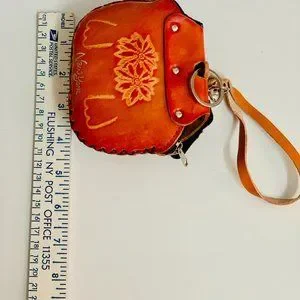Handmade | Bags | Handmade Orange Leather Puppy Coin Purse Cute Animal ...